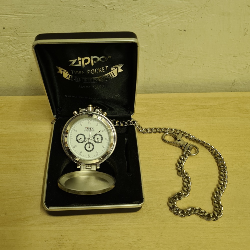 Pre-owned Zippo Pocket Watch Vintage Quartz Chronograph Open Face USA ...